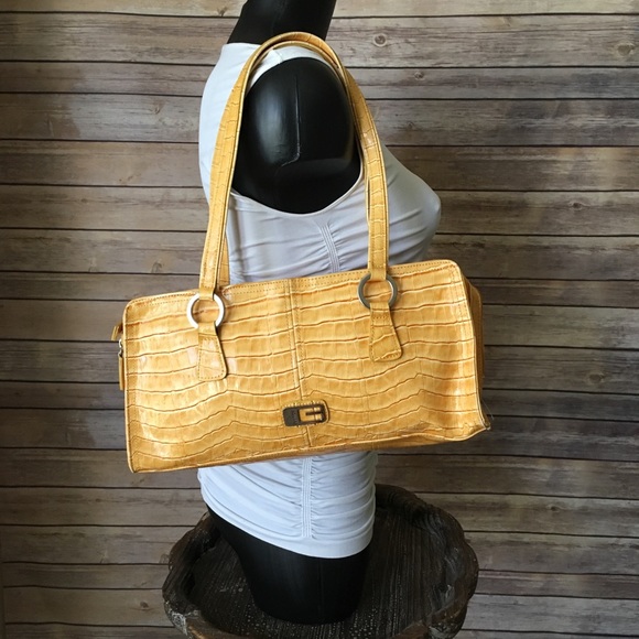 G by Guess | Bags | Yellow Faux Crocodile Embossed Guess Purse | Poshmark